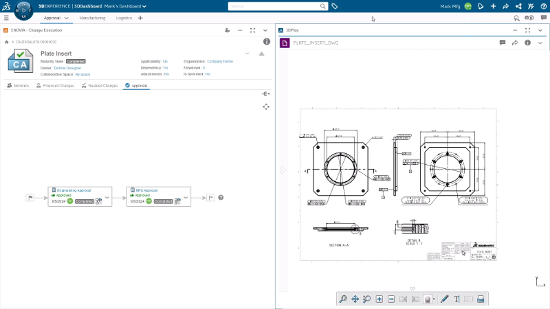 Sello de aprobación multinivel para dibujos en la plataforma 3DEXPERIENCE